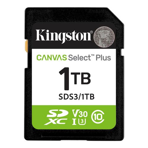 Kingston SDS3/1TB SD Card 1TB, Canvas Select Plus, SDHC Class10 UHS-1 U3 V30, up to 150MB/s read