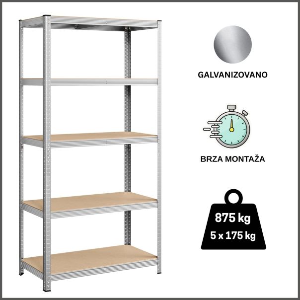 ePRO polica standard 180x90x35, metal-drvo, 875kg (5x175kg)