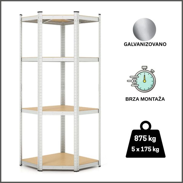ePRO polica ugaona standard 180x70x30 metal-drvo 875kg (5x175kg)