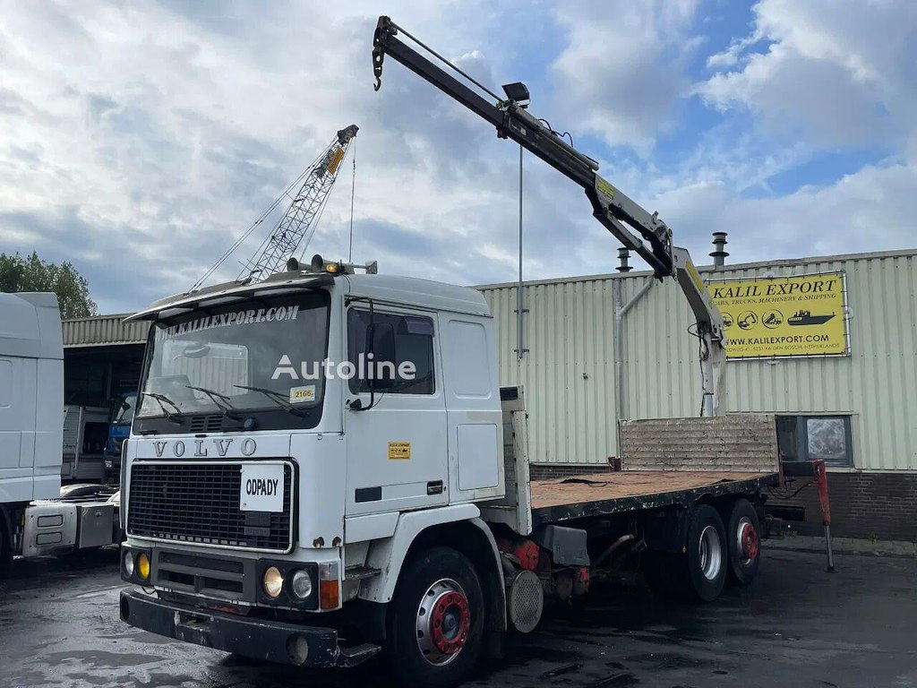Volvo F 12.400 Manuel Gearbox 6x2 Palfinger PK9000A Crane Open Box Goo kamion s ravnom platformom