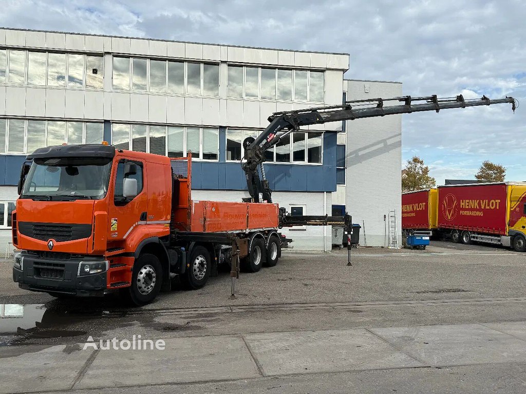 Renault Premium 430 8X4 EEV + HIAB 477 E-7 HIPRO + REMOTE kamion s ravnom platformom