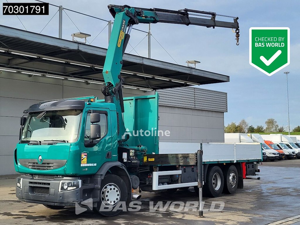 Renault Premium 380 6X2 Palfinger PK20002 Crane Kran Lift+Steering Axle kamion s ravnom platformom
