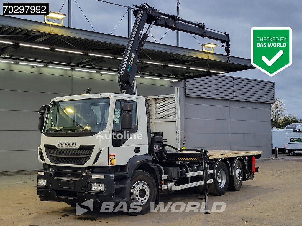 IVECO Stralis 310 Stralis 6X2 HIAB 144 BS-2 Crane Kran Lift+Steering-A kamion s ravnom platformom