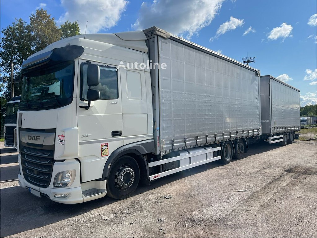 DAF XF480 6x2 Tandem kamion sa klizna zavesa cerada + prikolica sa kliznom ceradom