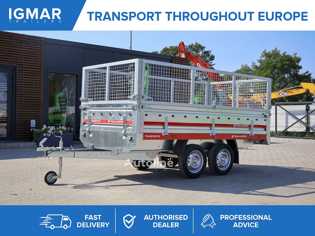 Nova Temared Hochlader Car Trailer with mesh sides 60 cm 304x151 cm TRANSPORT prikolica sa ravnom platformom