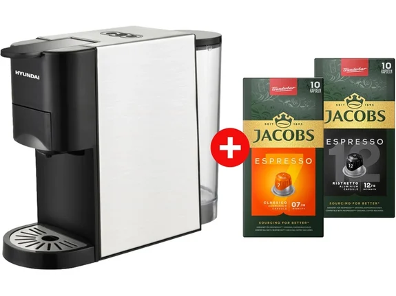 Hyundai Aparat za kafu 2u1 HY-513K + Jacobs Kapsule Espresso Ristretto 12 + Jacobs Kapsule Espresso Classic 7