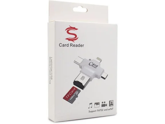 Čitač kartica za iPhone + Type C + micro USB + USB 67351