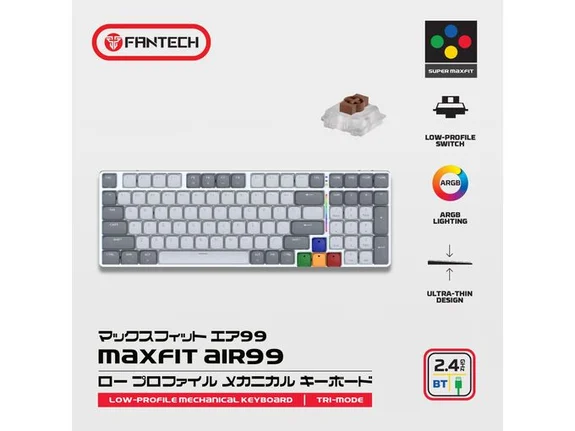 Fantech Mehanička tastatura Gaming MK916 RGB Maxfit AIR99 Wireless grey (brown switch) 218381