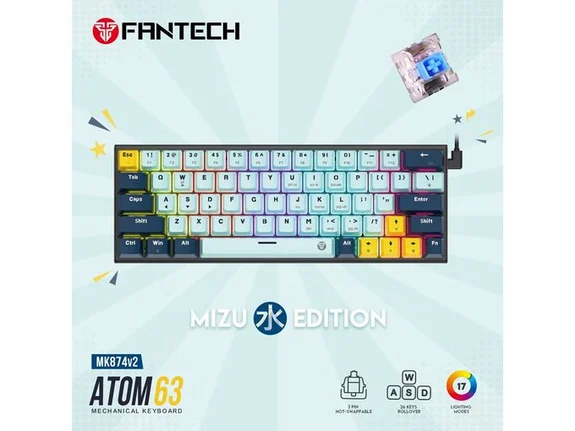 Fantech Mehanička tastatura Gaming MK874 RGB Atom 63 SkyBlue (Blue switch) 216759