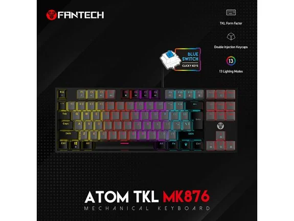 Fantech Mehanička tastatura Gaming MK876 RGB Atom TKL (Blue switch) 210649