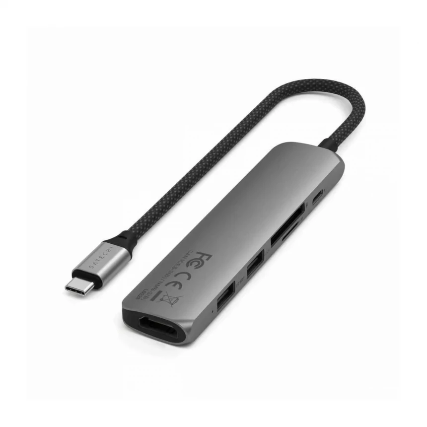 Satechi 6-in-1 USB-C Slim Multiport Adapter - Space Grey