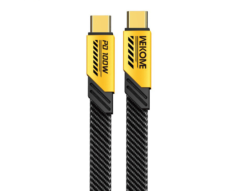 WEKOME - WDC-192 Kabl 3.1 USB tip C M/M 1m, za Superbrzo punjenje 100W/480Mbps, flat-crno-žuti