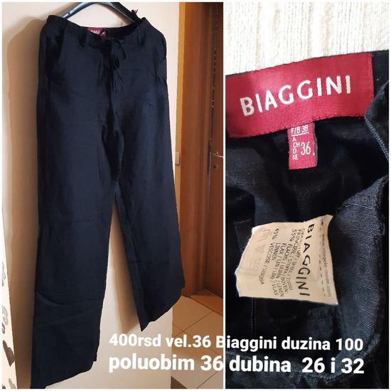 Crne Biaggini pantalone od mešavine lana vel.36