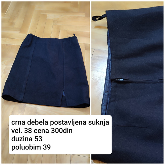 Crna topla suknja sa postavom
