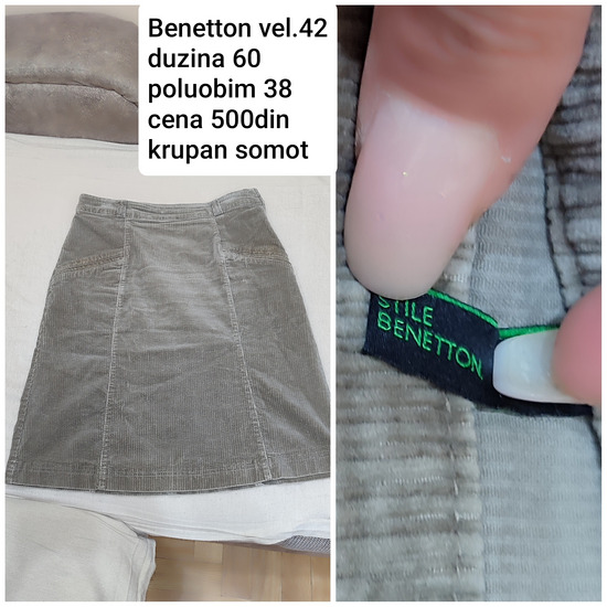 Benetton ženska suknja od krupnog somota.