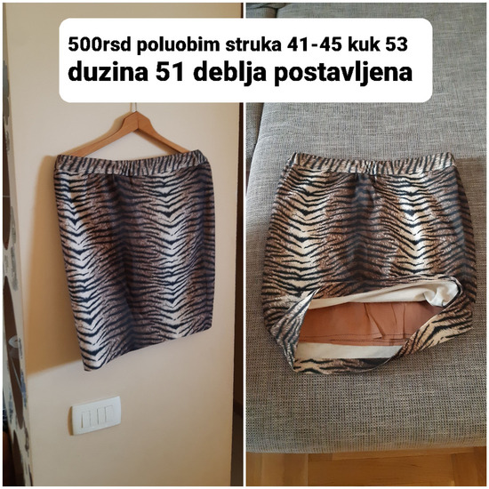 Suknja sa animal printom tigar topla i postavljena