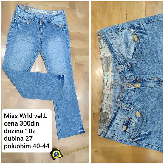 Ženske farmerke Miss World Svetloplave Veličina L