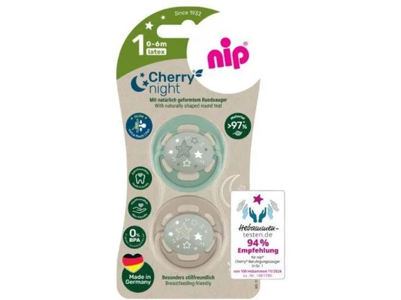 Nip Laža Green Višnjica noćna kaučuk 0-6m 2kom mix