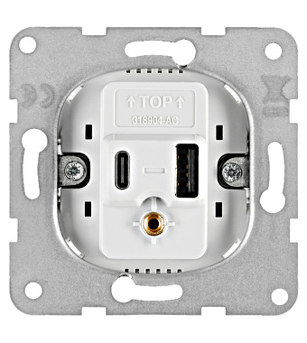 USB charger A+C socket 5V, 3A
Connection type Screw clamps, 15W