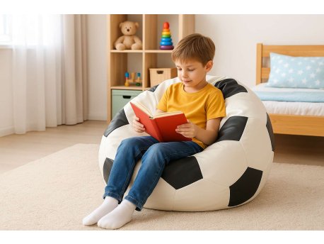Atelier del Sofa Bean Bag Football Small Black White
