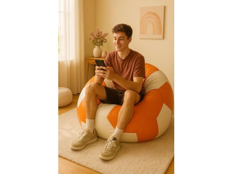 Atelier del Sofa Bean Bag Football Big Orange White