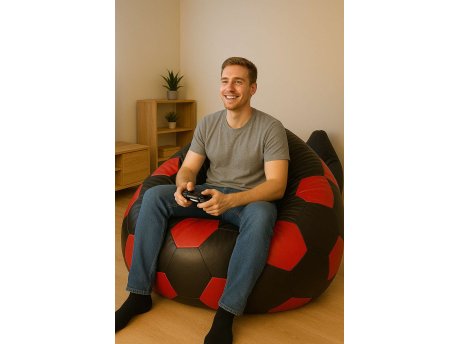 Atelier del Sofa Bean Bag Football Big Black Red