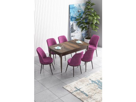 HANAH HOME Set Trpezarijski sto i 6 stolica Han Baroque Purple