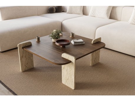 HANAH HOME Sto za kafu Afrolli Walnut Travertine