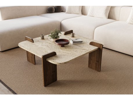 HANAH HOME Sto za kafu Afrolli Travertine Walnut