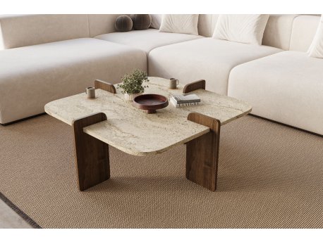HANAH HOME Sto za kafu Poalla Travertine Walnut