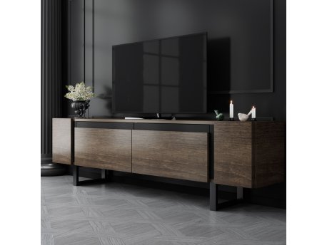 HANAH HOME TV polica Yildiz Walnut Black