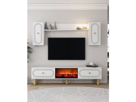 HANAH HOME TV polica Polen Bohem Fireplace White