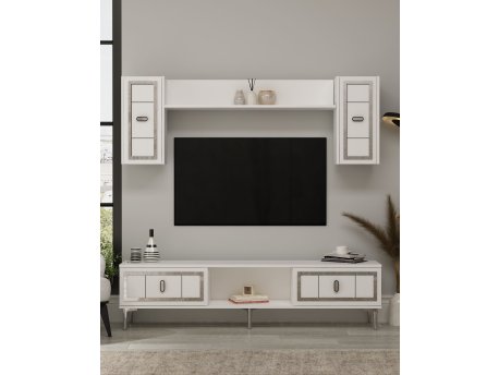 HANAH HOME TV polica Orion White Silver