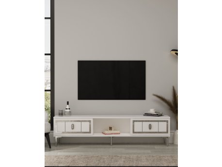 HANAH HOME TV polica Orion - White Silver