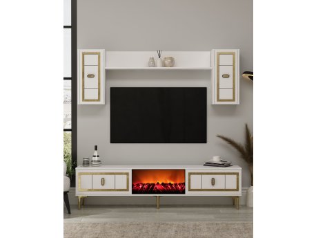HANAH HOME TV polica Orion Fireplace White Gold
