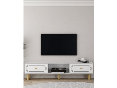 HANAH HOME TV polica Polen Bohem - White