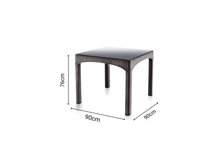 HANAH HOME Baštenski sto Rattan Square Dark Brown