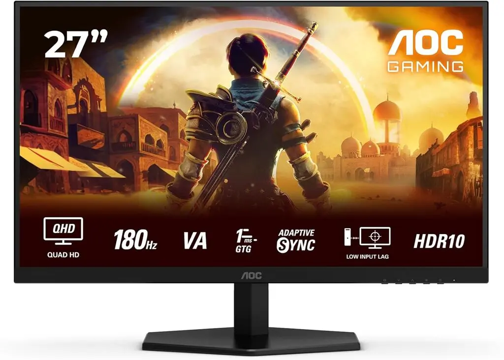 AOC Gaming monitor Q27G42XNE 27", VA, 2560x1440, 180Hz, 0.5ms MPRT, HDMIx2, DP, Adaptive sync, zvučnici, VESA, Crni