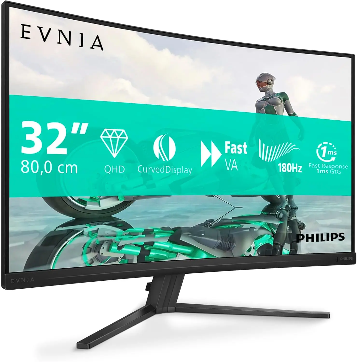Philips gaming monitor 32M2C3500L/00 31.5"/VA,zakrivljen/2560x1440/180Hz/1ms GtG/HDMIx2,DP/Adaptive sync 32M2C3500L/00