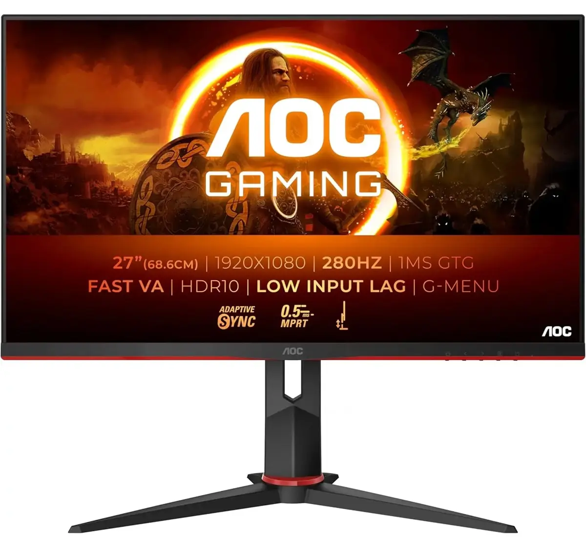 AOC Gaming monitor 27G2ZN3/BK, 27", Full HD, VA, 280Hz Hz, Tamnosivi