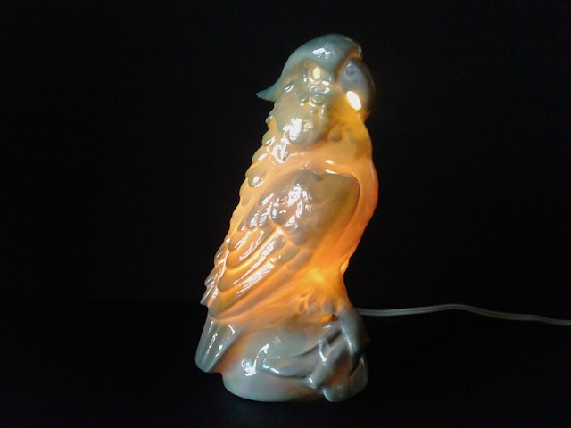 Vintage Porcelanska Lampa Figura Papagaj