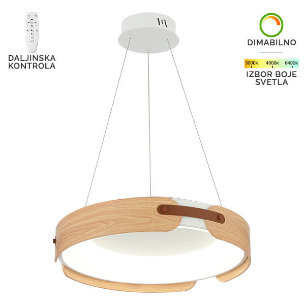 LED Visilica 2097-75 Bela+Drvo
