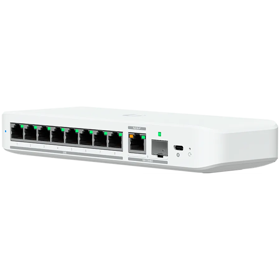 Ubiquiti switch USW-Flex-2.5G-8-EU 8-port 2.5 GbE ports, 10 GbE PoE+ input port for power / SFP+ port combo