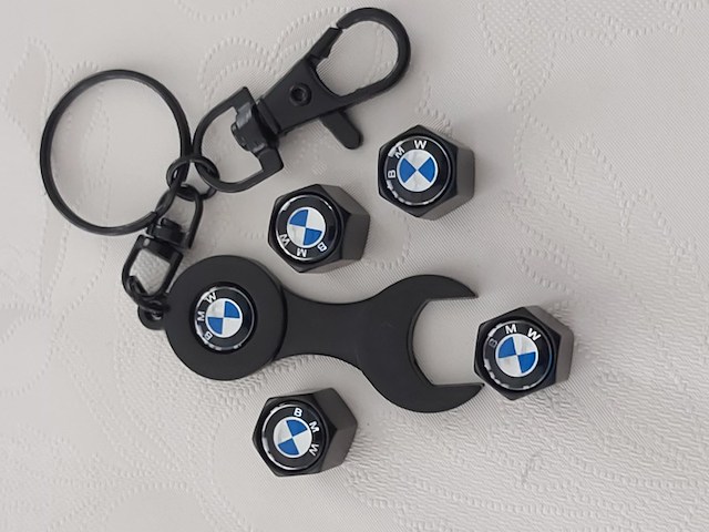 Crne kapice za ventile BMW + privezak za ključeve