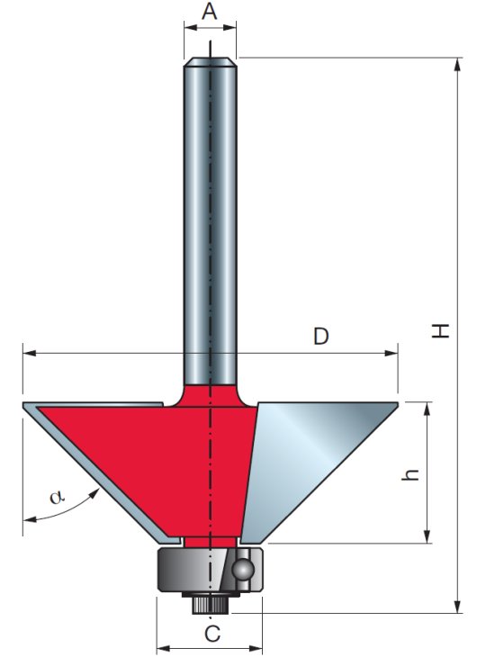 Freud glodalo za obaranje ivica pod uglom 45 stepeni, radna dužina 18,5mm, prihvat 8mm 40-10608P