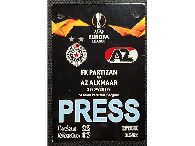 Partizan - AZ Alkmar 19.09.2019. Akreditacija