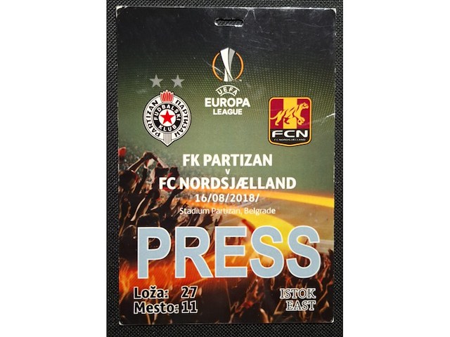 Partizan - Nordsjelland 16.08.2018. Akreditacija