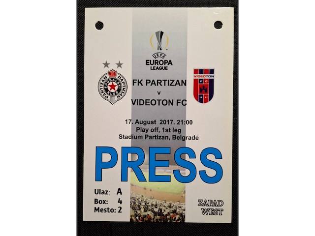 Partizan - Videoton 17.08.2017. Akreditacija