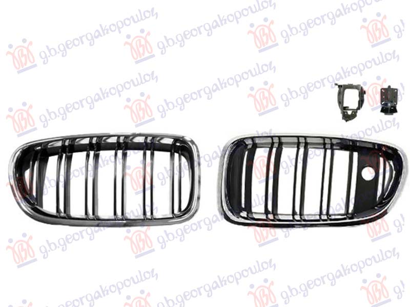 PVC MASKA HROM/CRNA (DOUBLE LINE) (KAMERA) (M5) (SET 2KOM) BMW SERIES 5 (F10/F11) (2013-2016) (OEM: 51138057224, 51138057229)