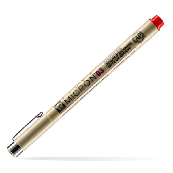 Pigma Micron 03, liner, red, 0,35mm
